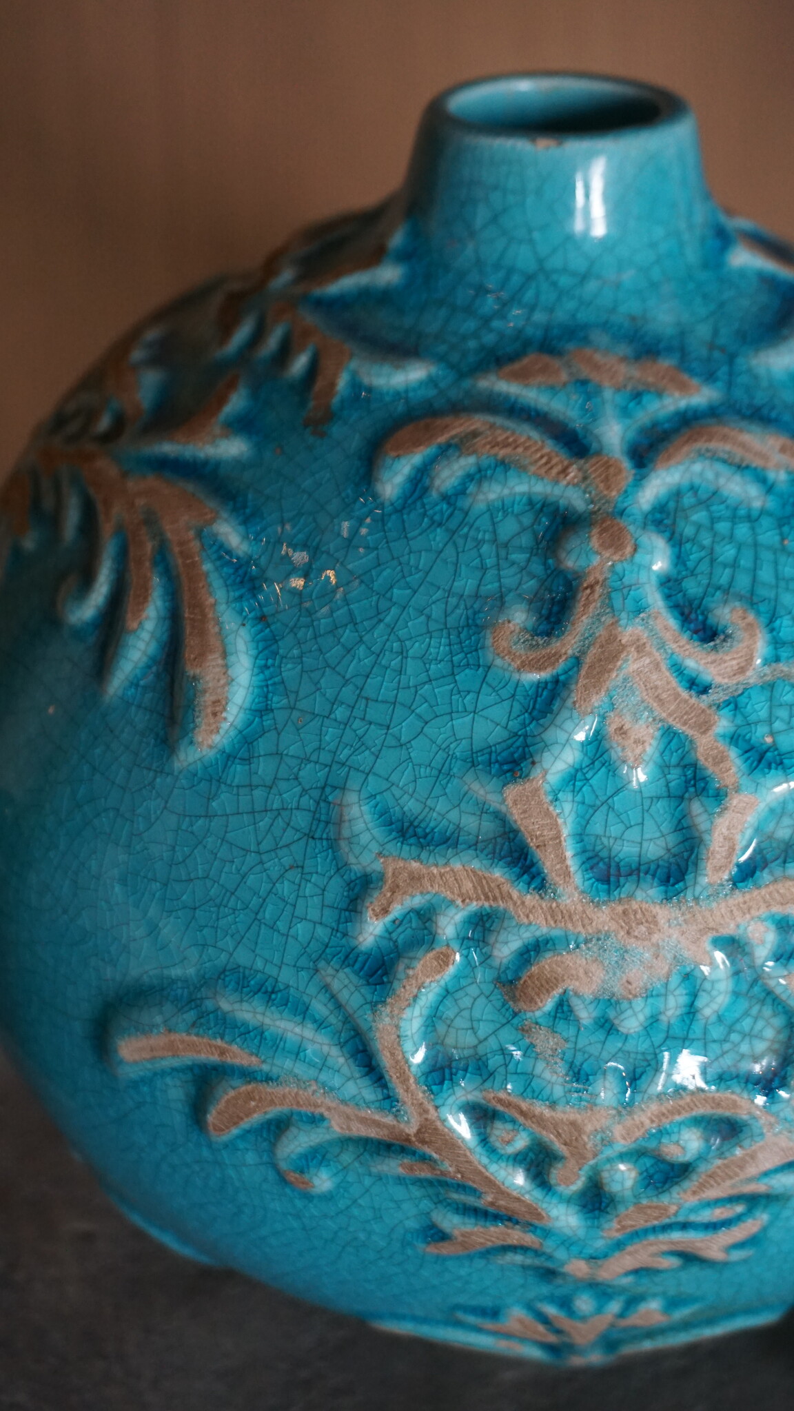 Blauwe Vaas | Steen | H20 x D20 cm | Rene Houtman Interieurs - Rene Houtman