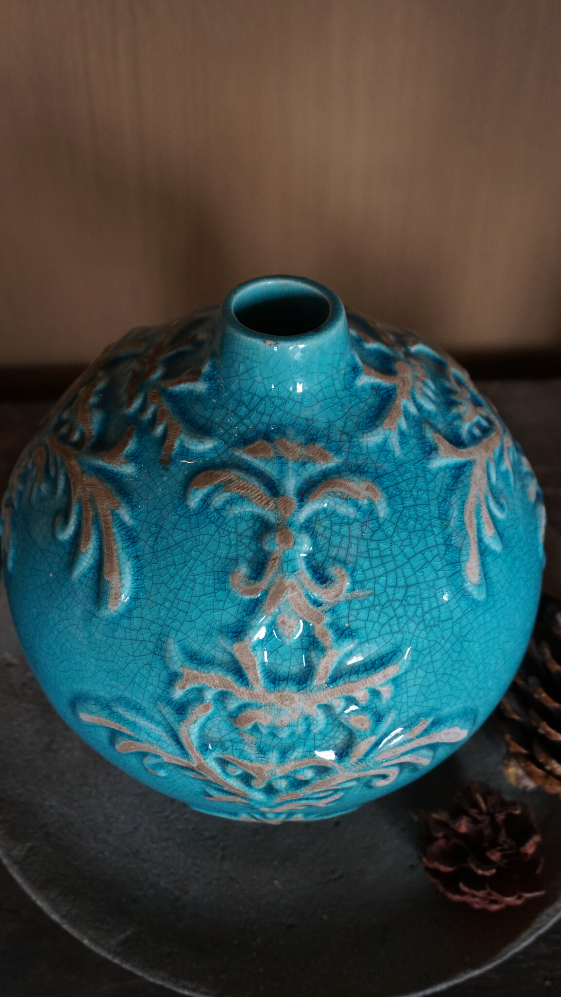 Blauwe Vaas | Steen | H20 x D20 cm | Rene Houtman Interieurs - Rene Houtman