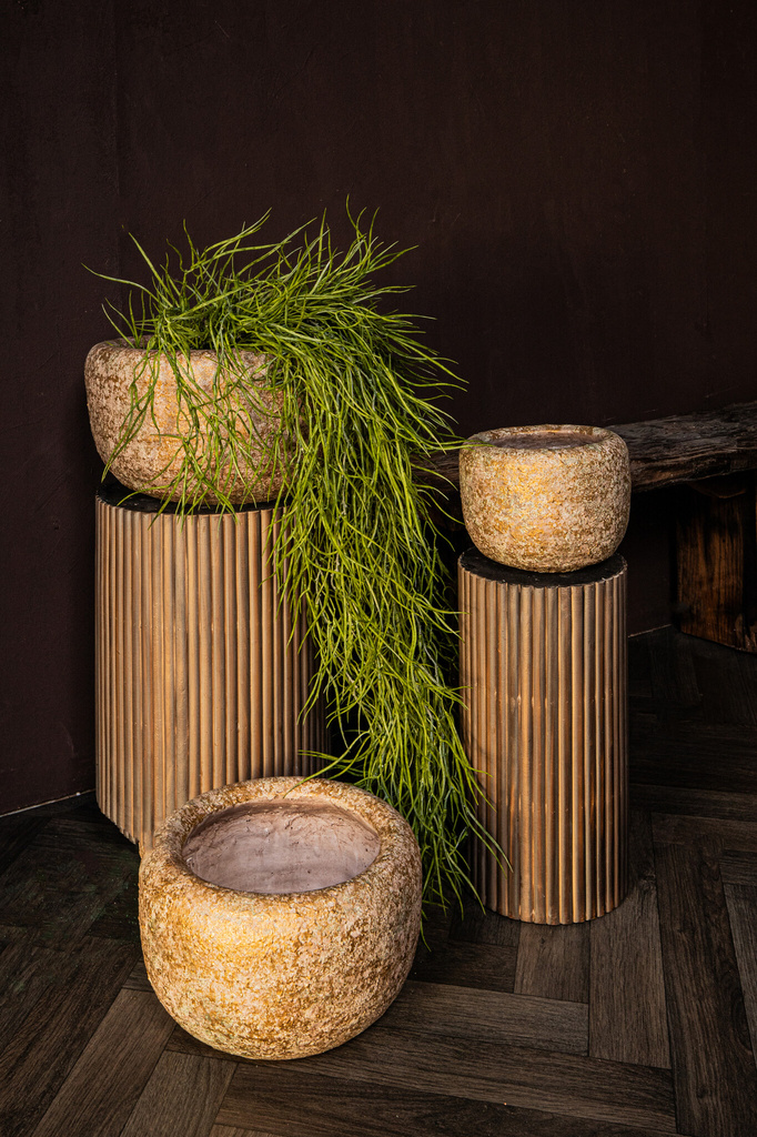 Skye-Leigh Taupe cement pot rond L - Rene Houtman