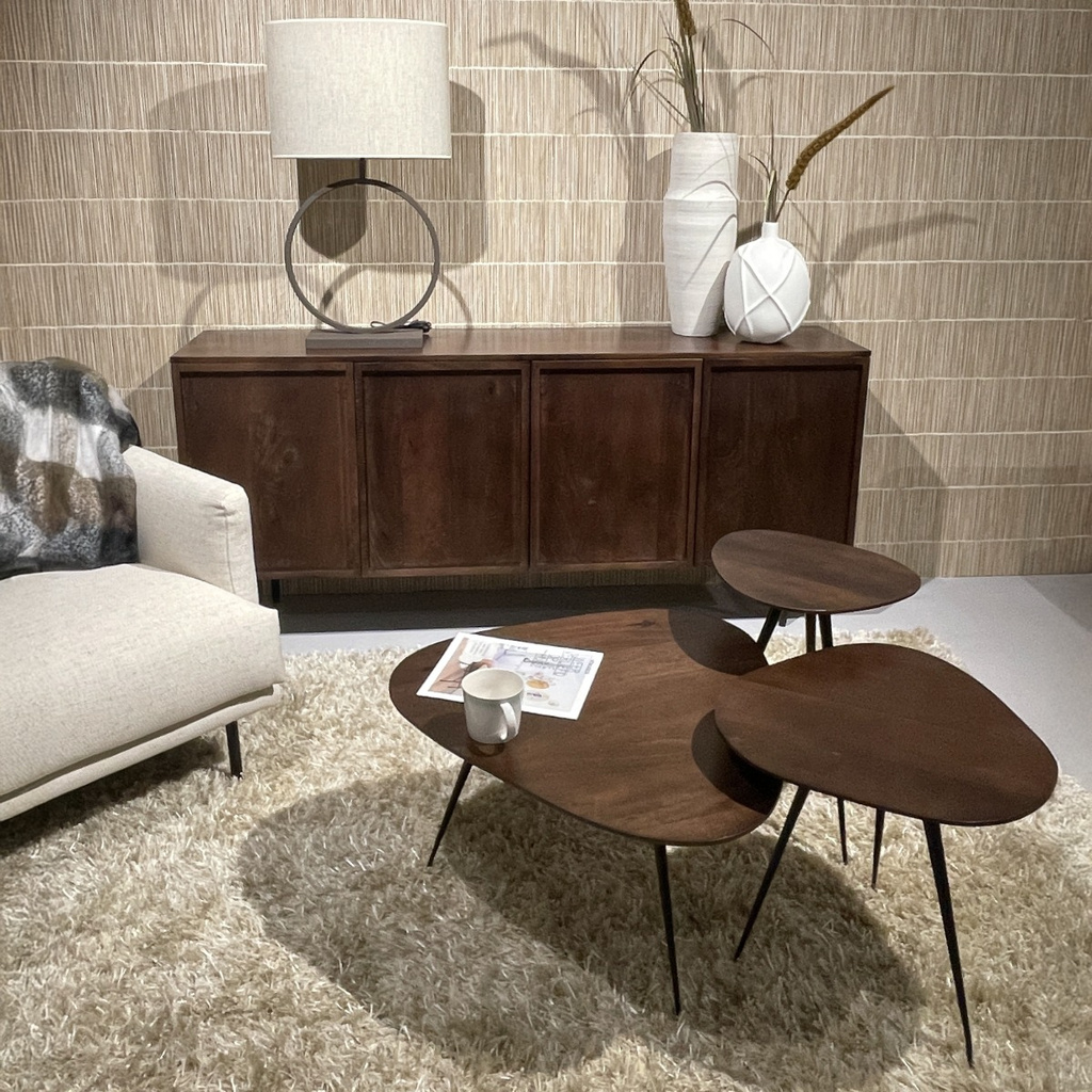 Brix Loua Brown Tafel Setje Van 3 Stuks 70x70x39 cm - Rene Houtman