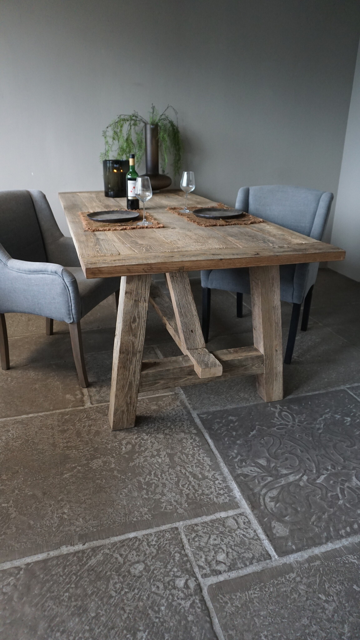 Oud Eikenhouten Tafel | L220 x B99 x D79 cm | Rene Houtman Interieurs ...