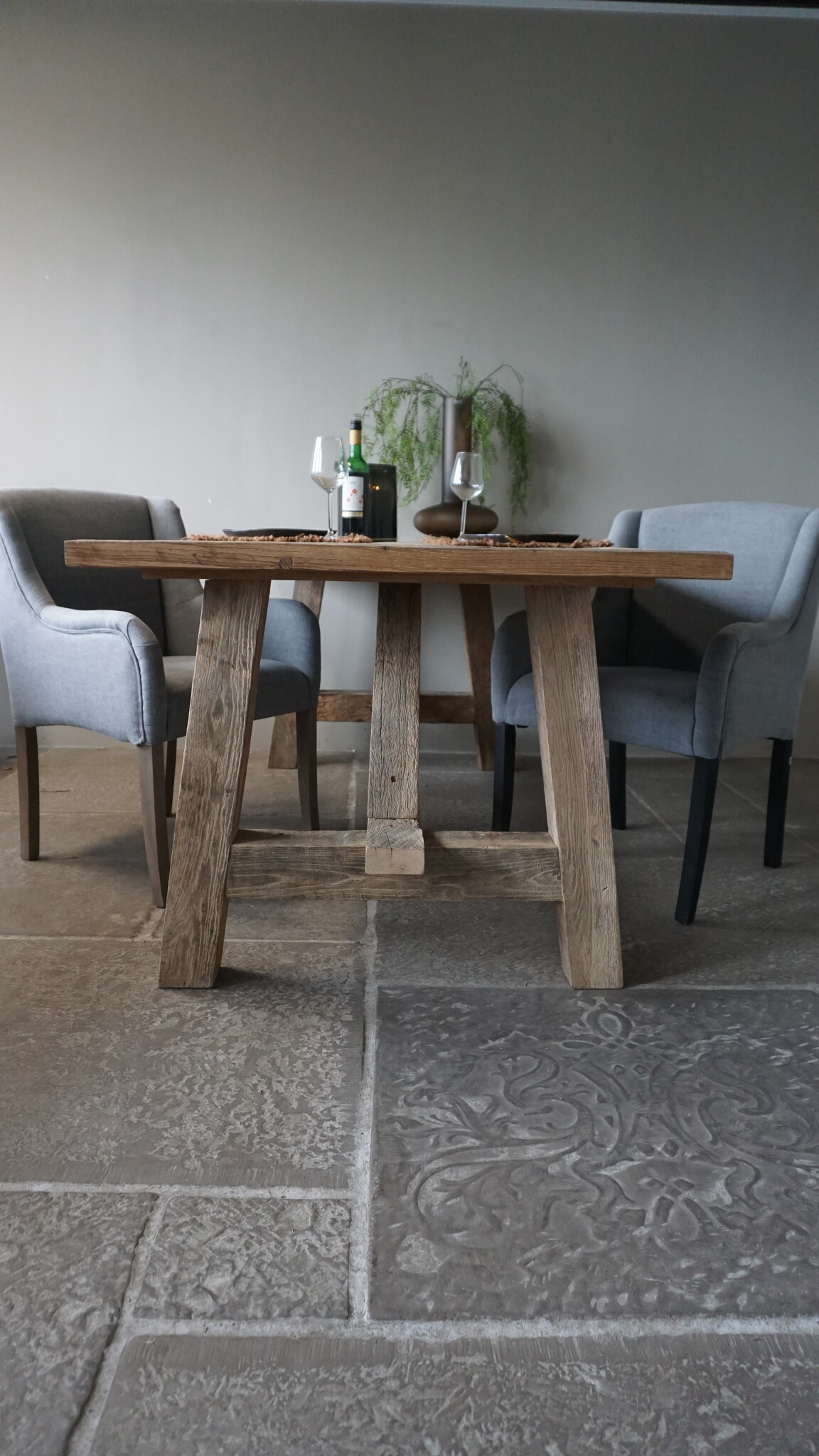 Oud Eikenhouten Tafel | L220 x B99 x D79 cm | Rene Houtman Interieurs ...