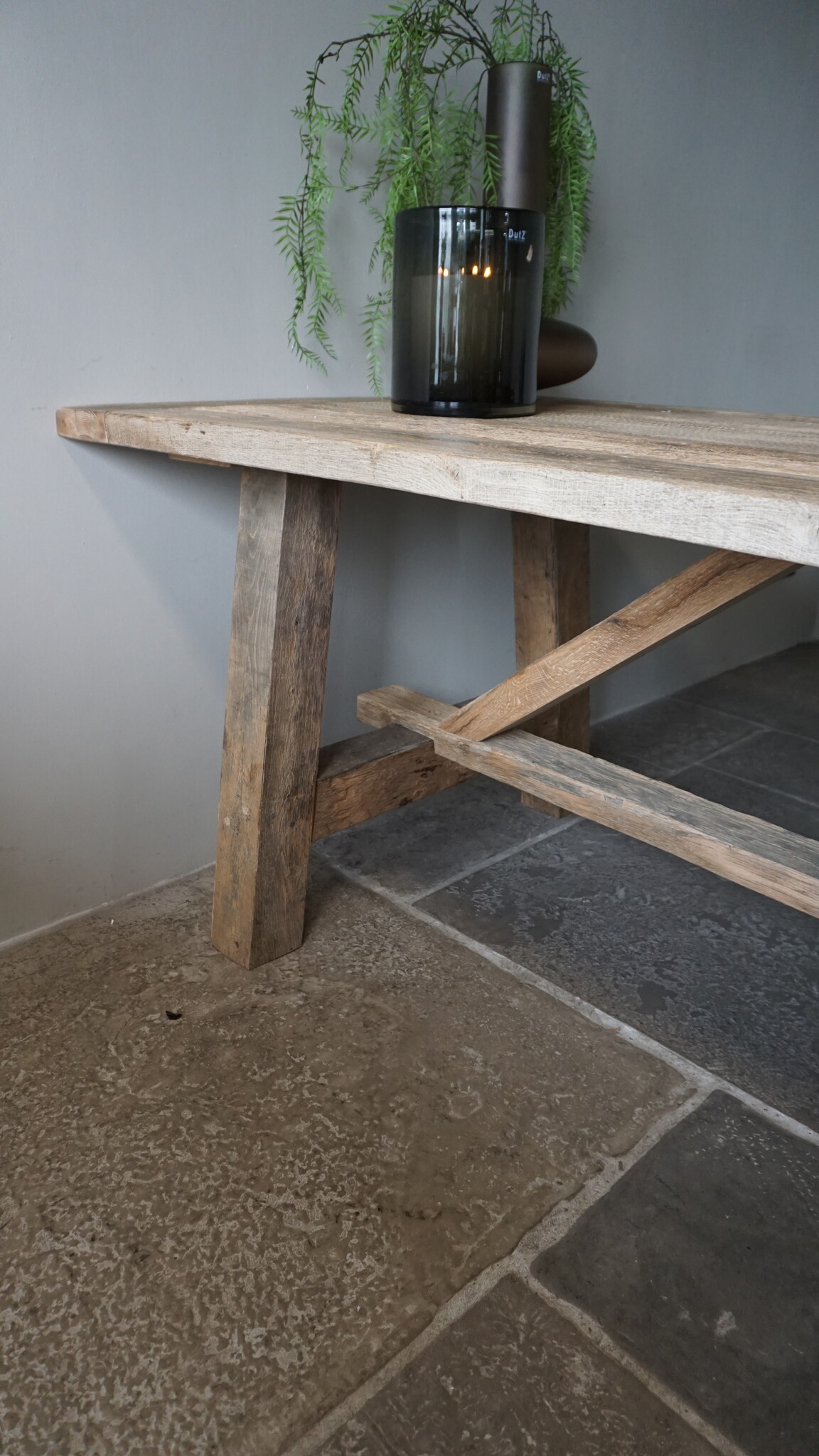 Oud Eikenhouten Tafel | L220 x B99 x D79 cm | Rene Houtman Interieurs ...