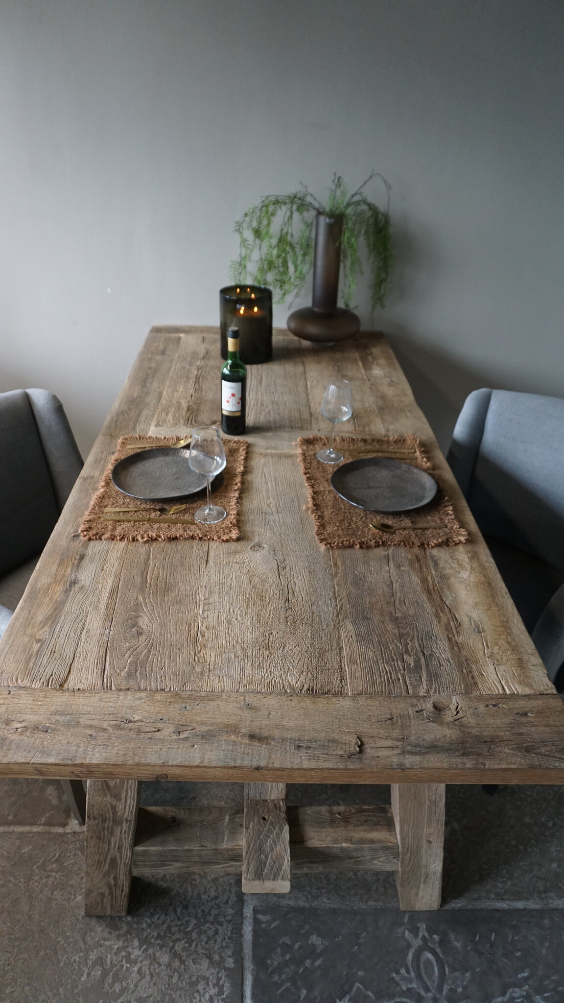 Oud Eikenhouten Tafel | L220 x B99 x D79 cm | Rene Houtman Interieurs ...