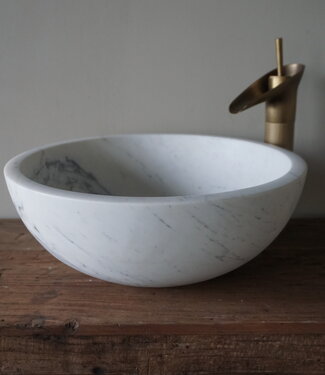 Waskom Marmor | Wit | Marmer | Ø 40 x H15 cm - Rene Houtman