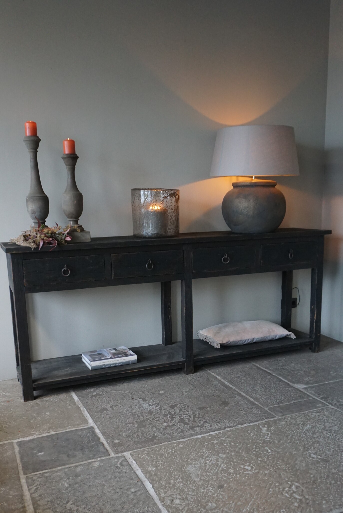 Zwart Dressoir | Oud Hout | H90 x B220 x D45 cm | Rene Houtman - Rene ...