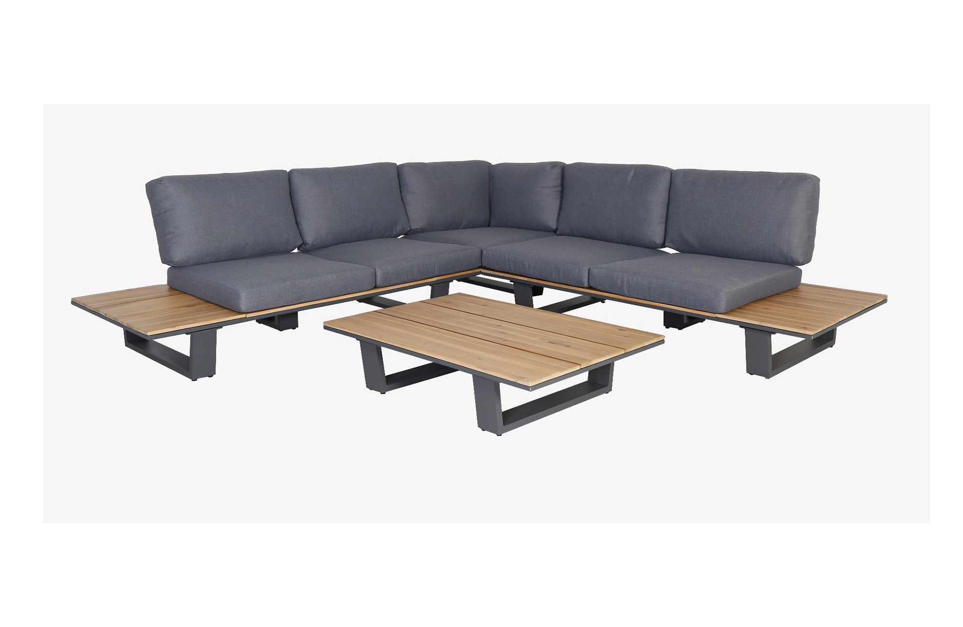 Hoek Loungeset Lota | Antraciet | Acacia & Aluminium | Eurofar
