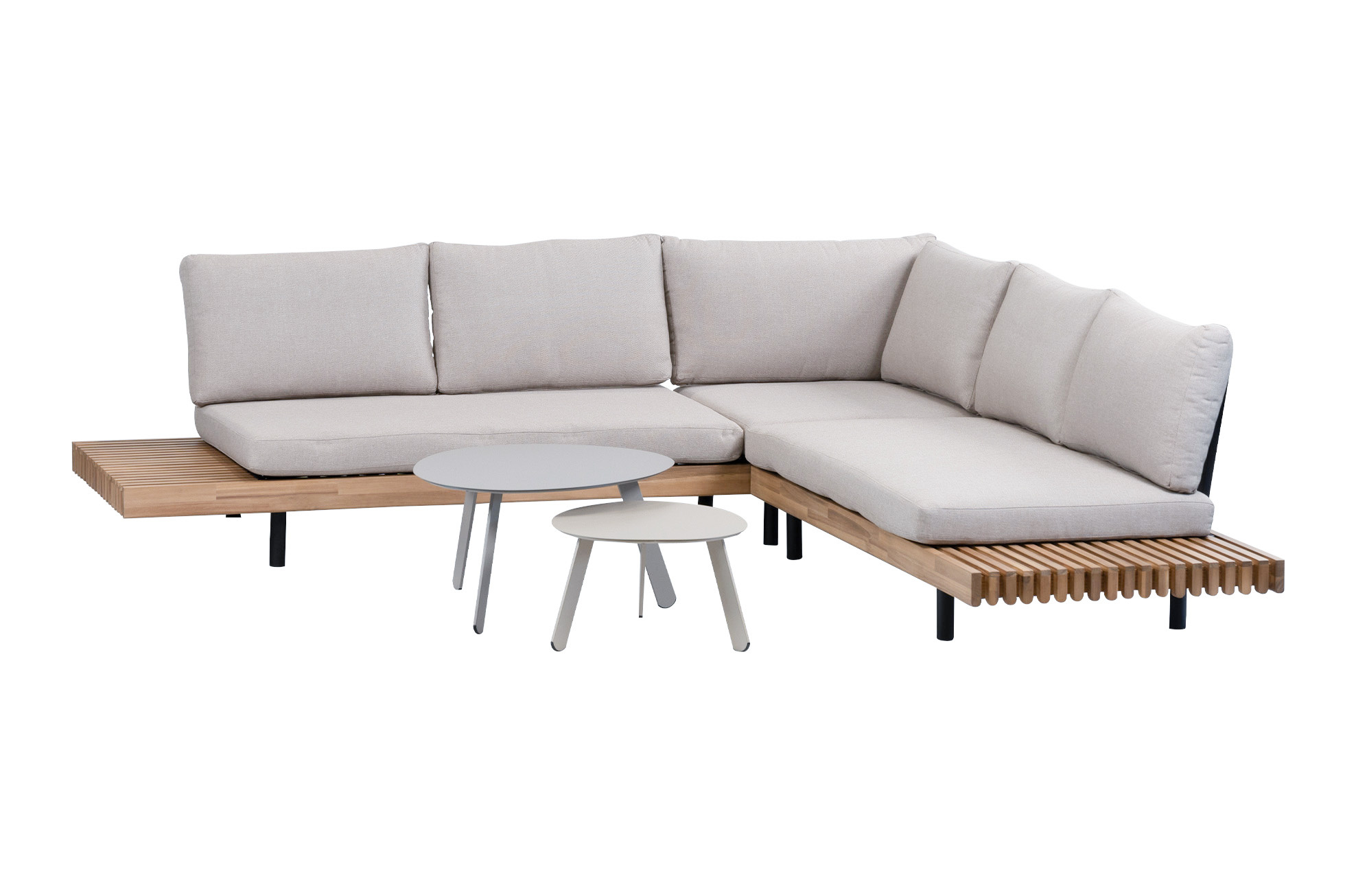 Hoek Loungeset Lissabon 4-delig | Acacia Teaklook & Sand | Incl. 2 Tiki ...