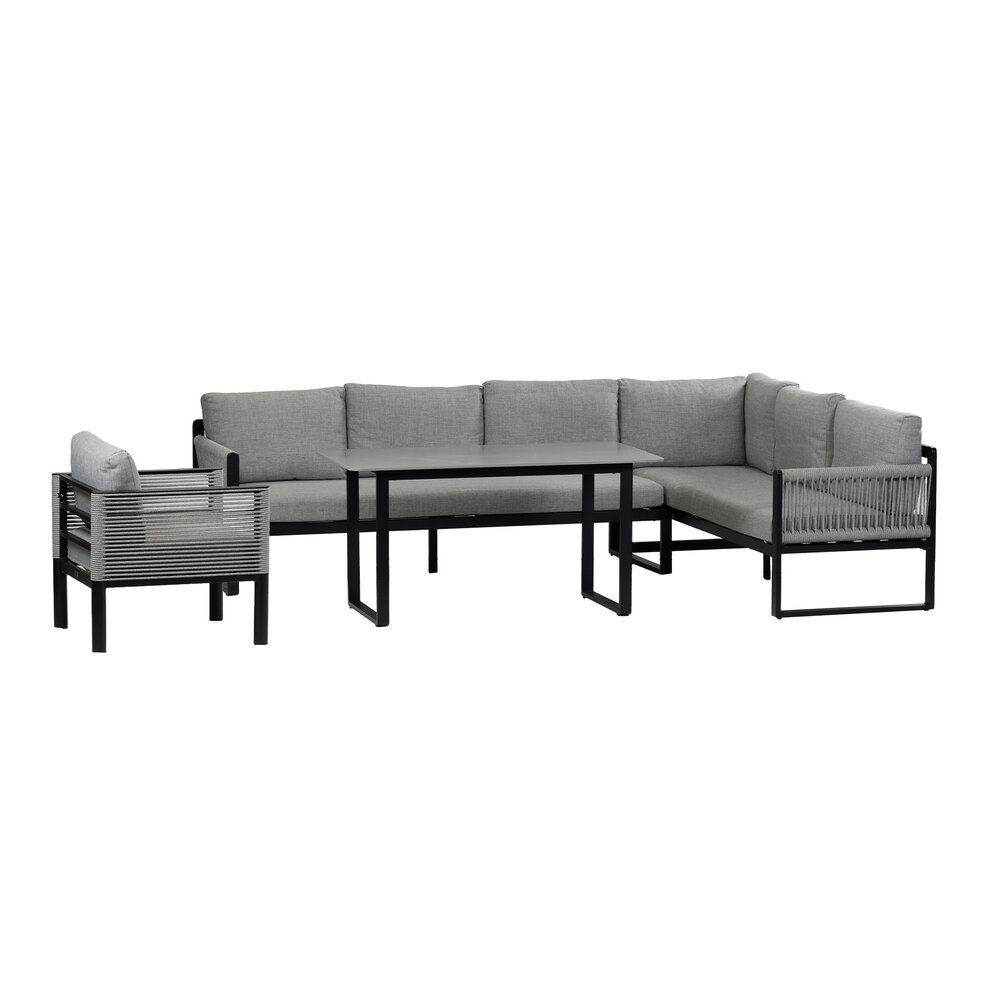 Hoek Lounge Dining Set Reims | Loungestoel Cuba | Rechts | Black