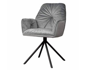 Tower Living Palma eetkamerstoel met arm - stof: Bluvel 14 grey Frame ...