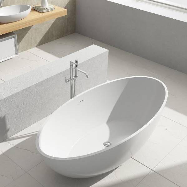 Ligbaden , ovaal I Solid stone mat wit I 176 x 103 x 55 cm - Sanitear