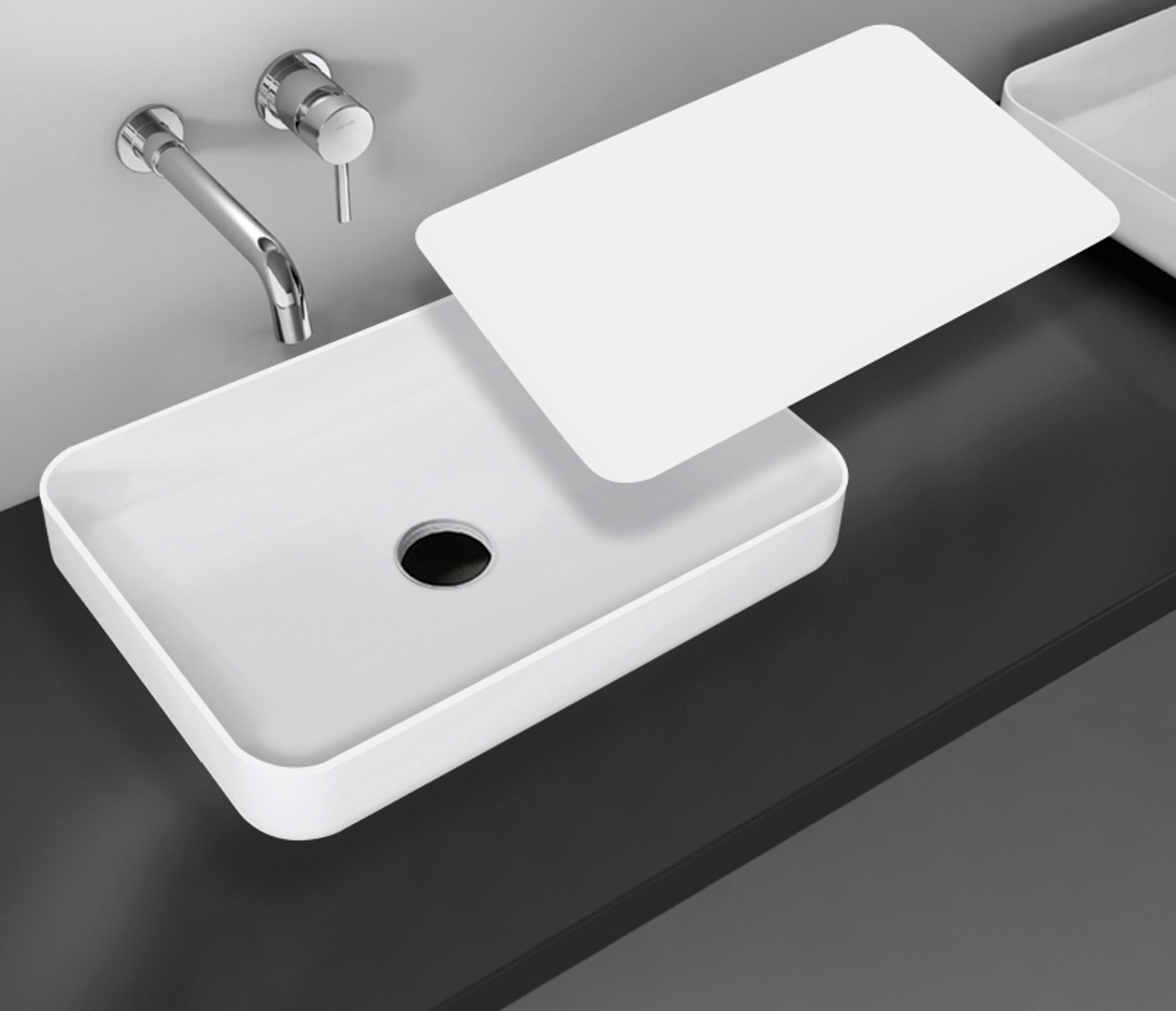 Rechthoekige waskom I Solid surface I wit mat - Sanitear