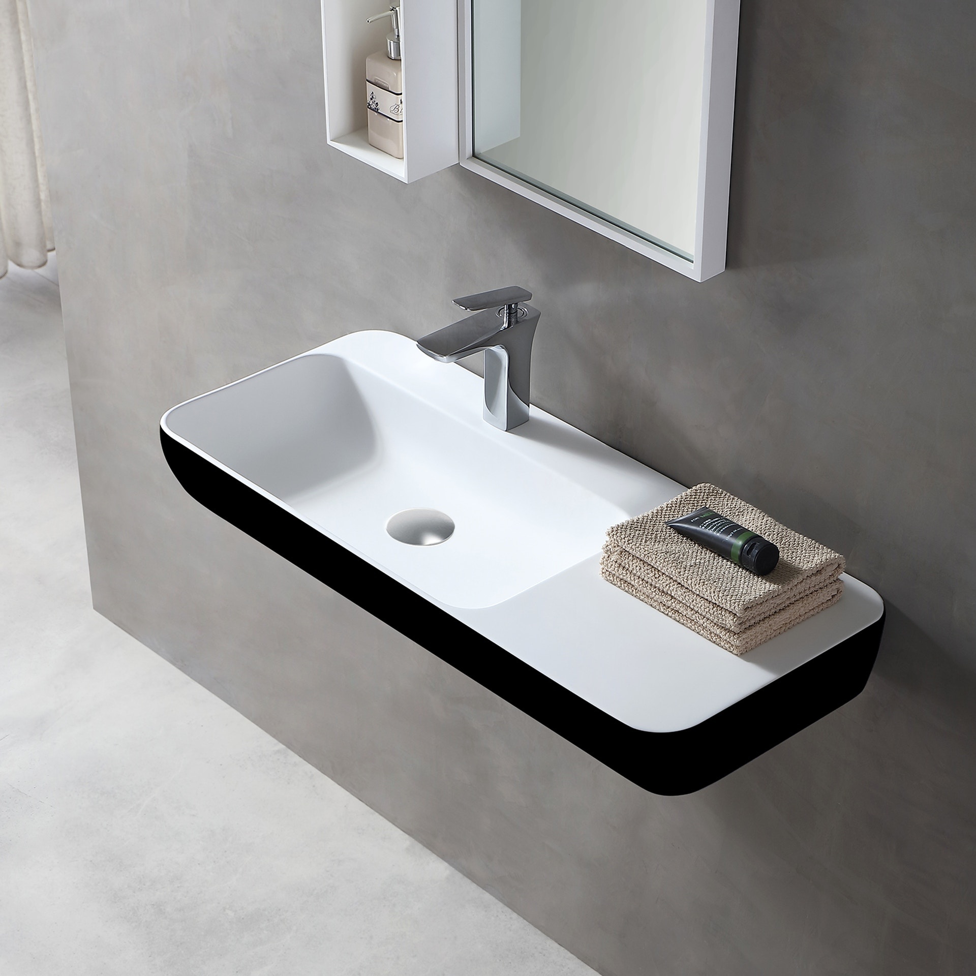 Ophang wastafel solid surface 90 x 40 x 12 cm - Sanitear