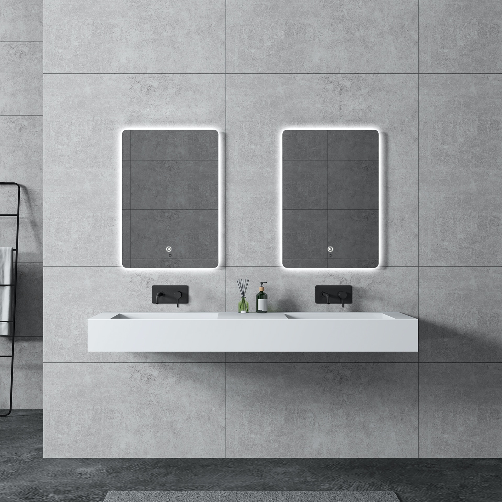 Ophang wastafel solid surface 155x45x15cm mat wit - Sanitear