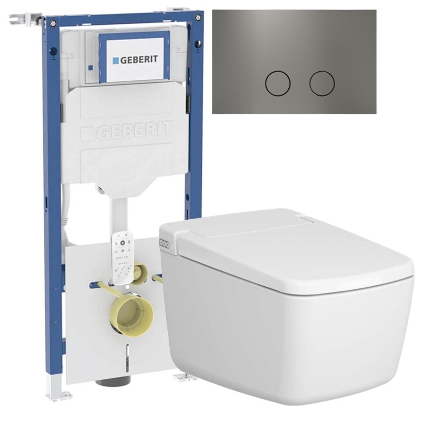 V-Care Prime Japanse WC + Geberit Up320 toiletset. Gun-Metal - Sanitear