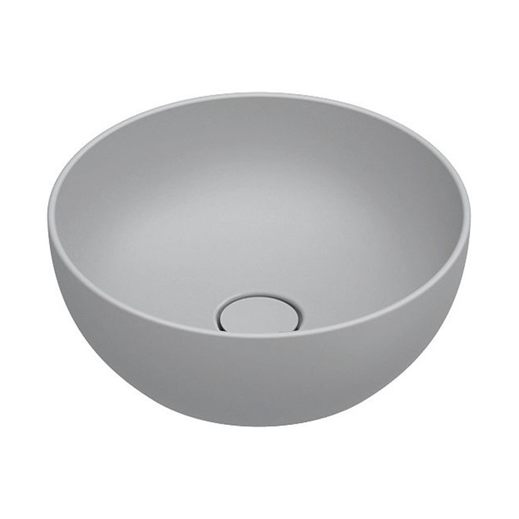 Keramische Waskom Ø32 cm – Ronde Opbouw Wastafel in Mat Cement - Sanitear