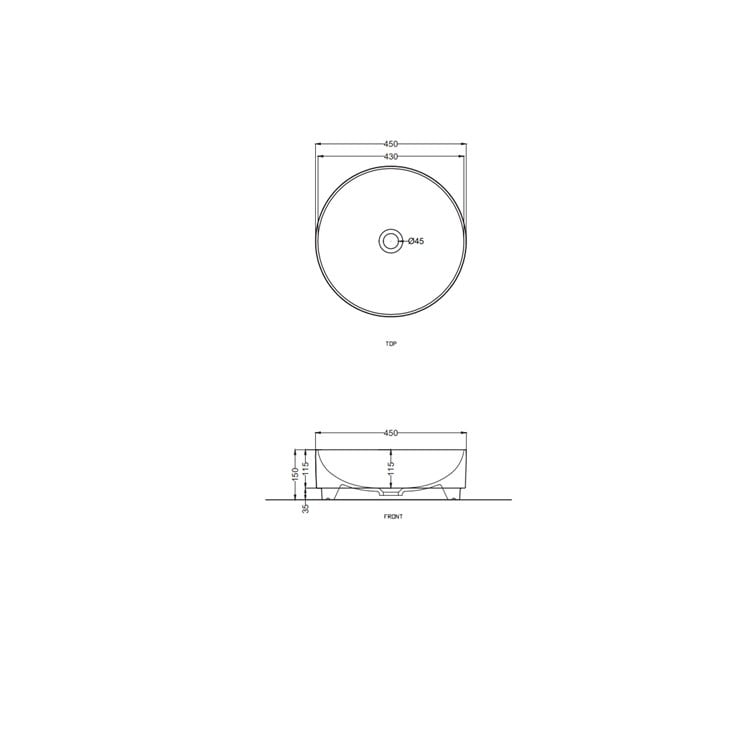 Waskom Ø45x15 cm – Rond - mat army groen - Sanitear