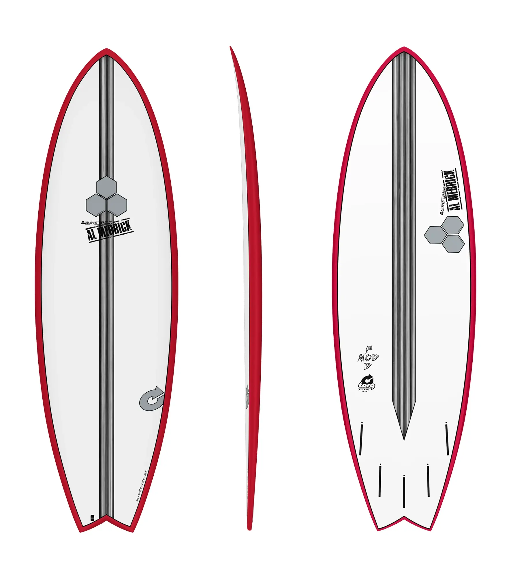 5'10 Channel Islands Pod Mod - Torq X-Lite - Futures - 5 Fin - Red Rail ...