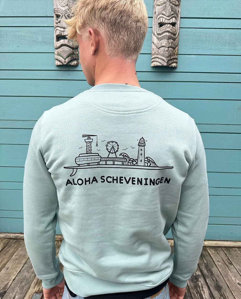 Aloha Crew Neck Pier Jade Green te koop bij Aloha's Surfshop. - Aloha surf