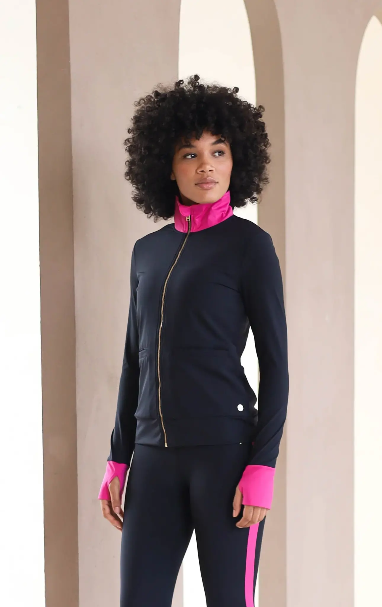 House of Gravity Performance Jacket - Black Ruby Pink - Yogisha Amsterdam
