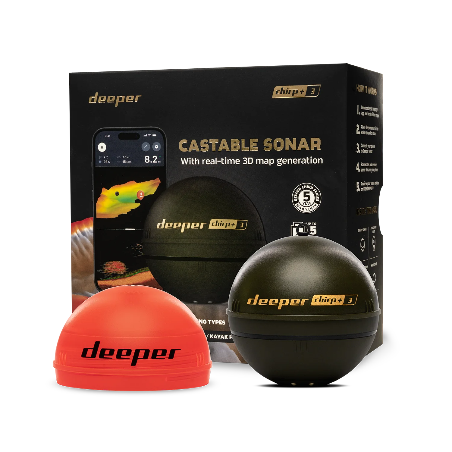 Deeper Chirp+ 3 Smart Sonar met 3 beam & 5 jaar garantie - KarperCentrale