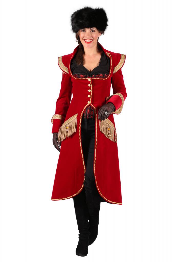 Lange dames jas ''Amélie'', Rood - De verkleedzolder, voor al uw ...