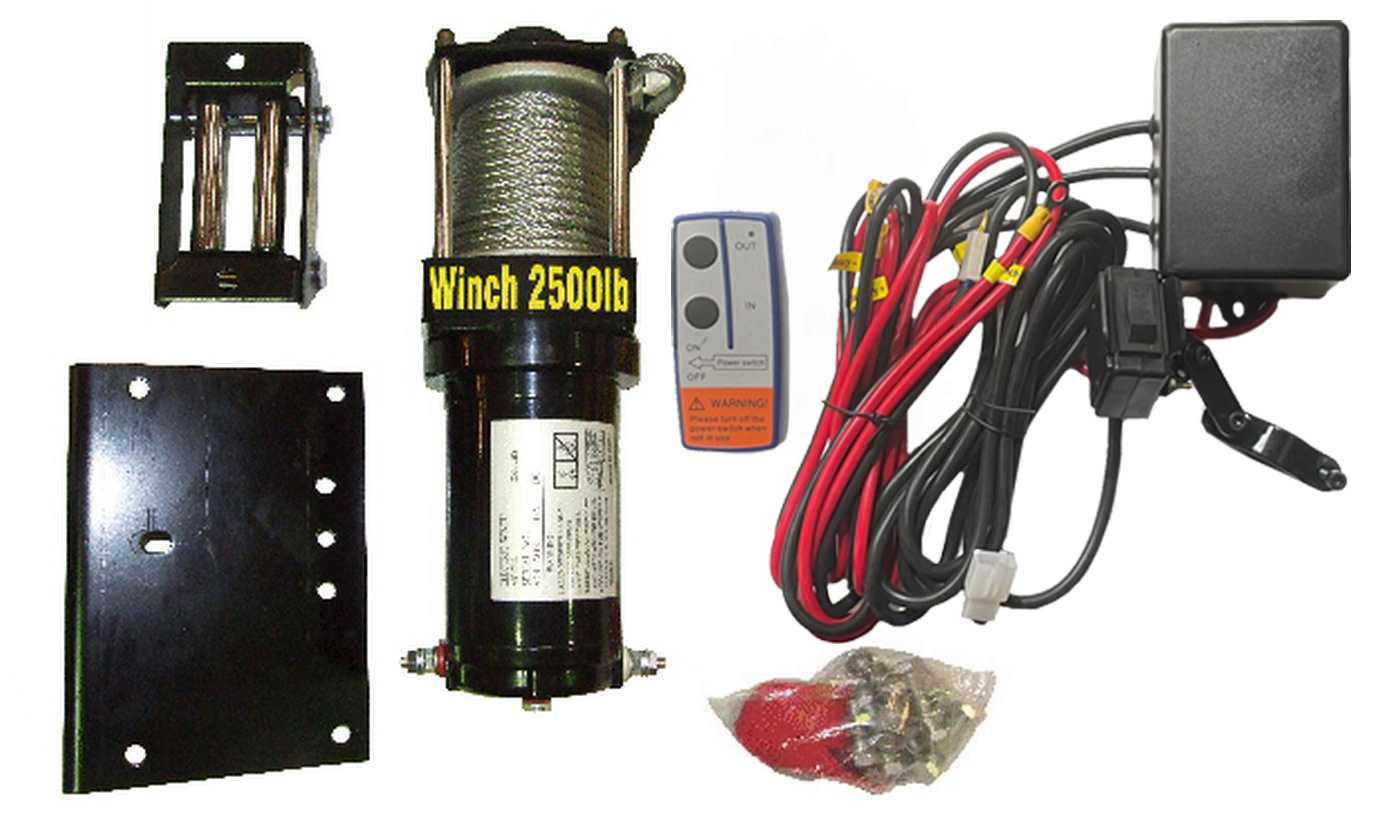 Winch Electric 1100kg suits ATV 8m cable & hook - Fieldfare Trailer Centre
