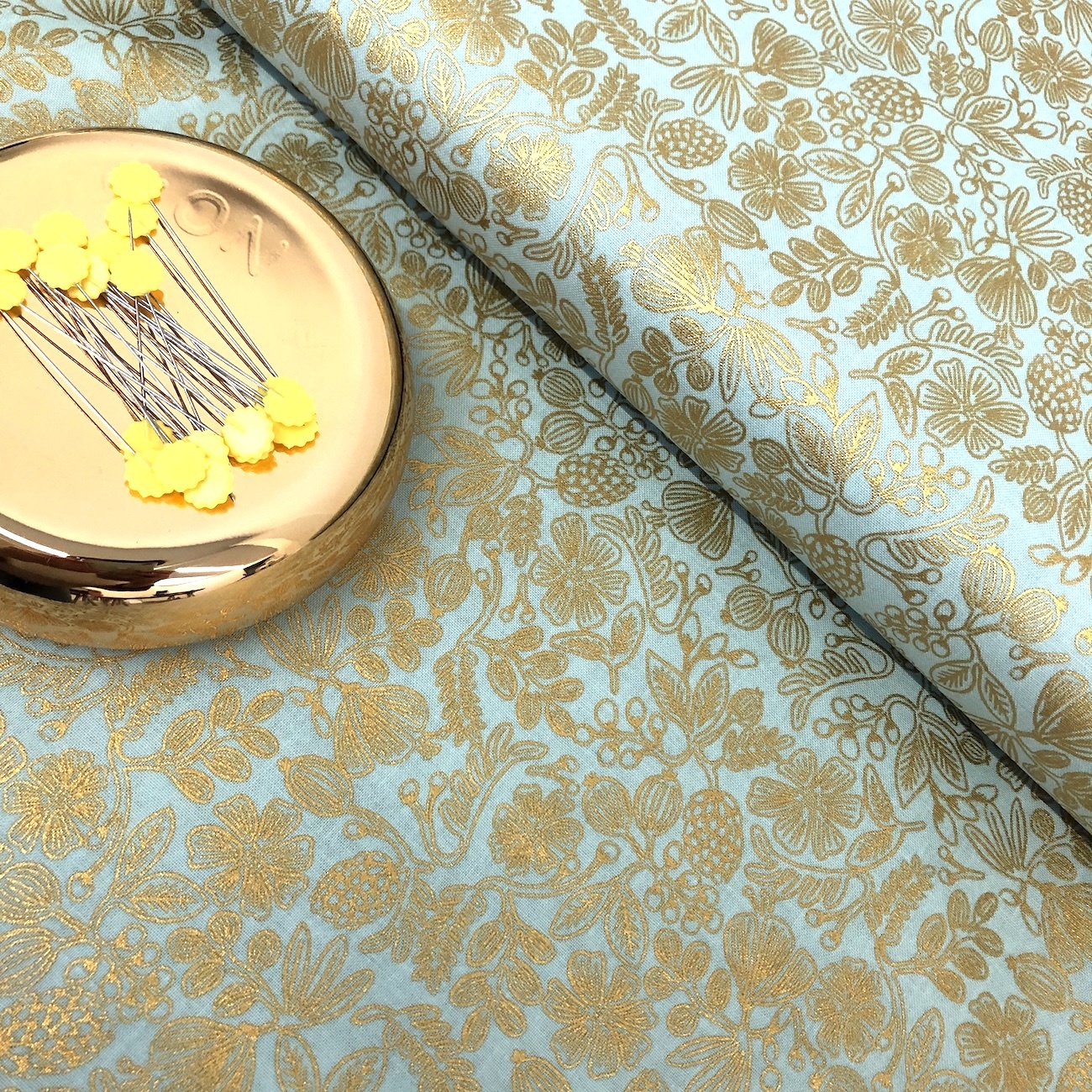 Studio Olive - Katoen - Rifle Paper Flowers - Mint & Gold - Studio Olive