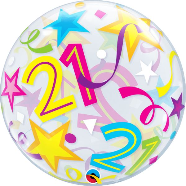 Bubble Ballon Gekleurd 21 - Ballon post voor je 21ste verjaardag ...