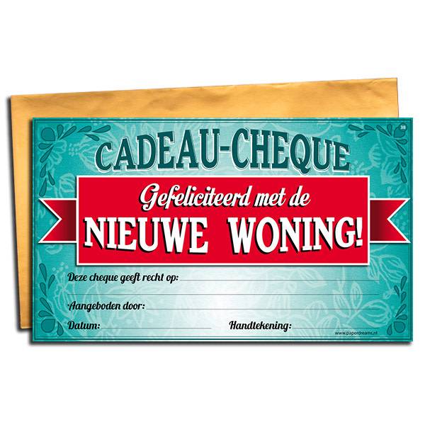 Gift Cheque - Nieuwe Woning - Zorg voor Party online feestartikelen en ...
