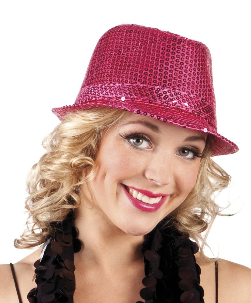 Donkerroze Pailletten Popstar Hoedje - Voor Disco, Foute Party! - Zorg ...