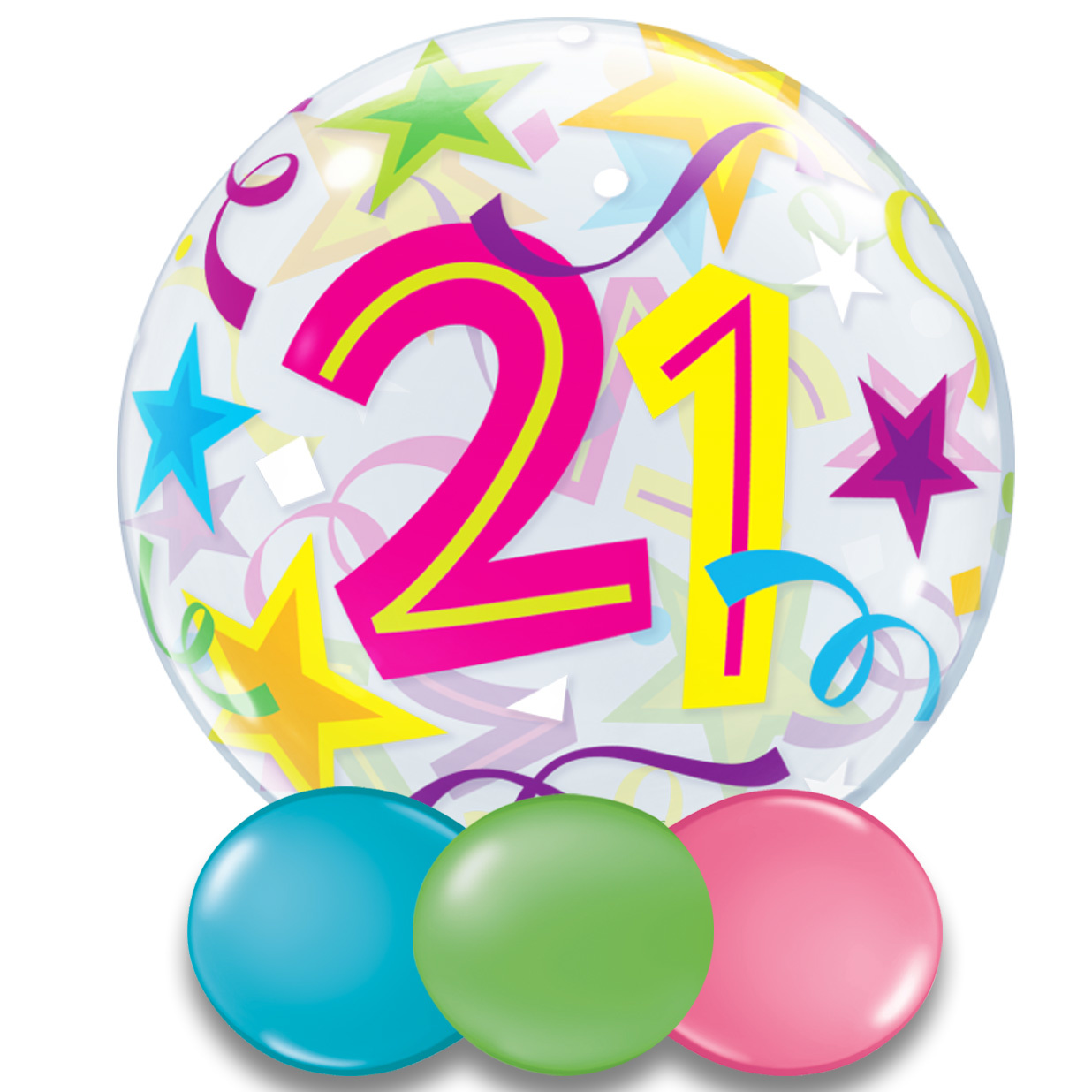 Bubble Ballon Gekleurd 21 - Ballon post voor je 21ste verjaardag ...
