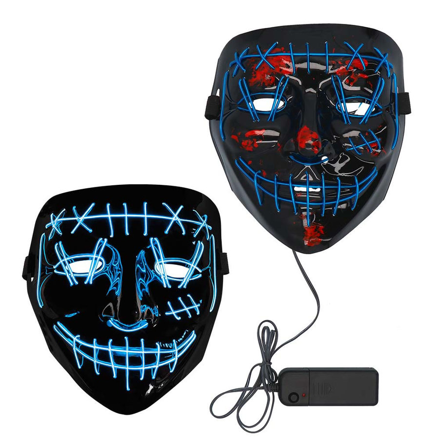 Halloween Masker - Led-masker Killer Smile - Blauw - Zorg voor Party ...