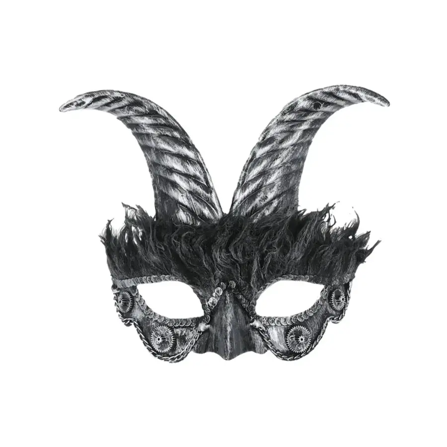 Silver Masquerade Horned Mask - Zorg voor Party online feestartikelen ...