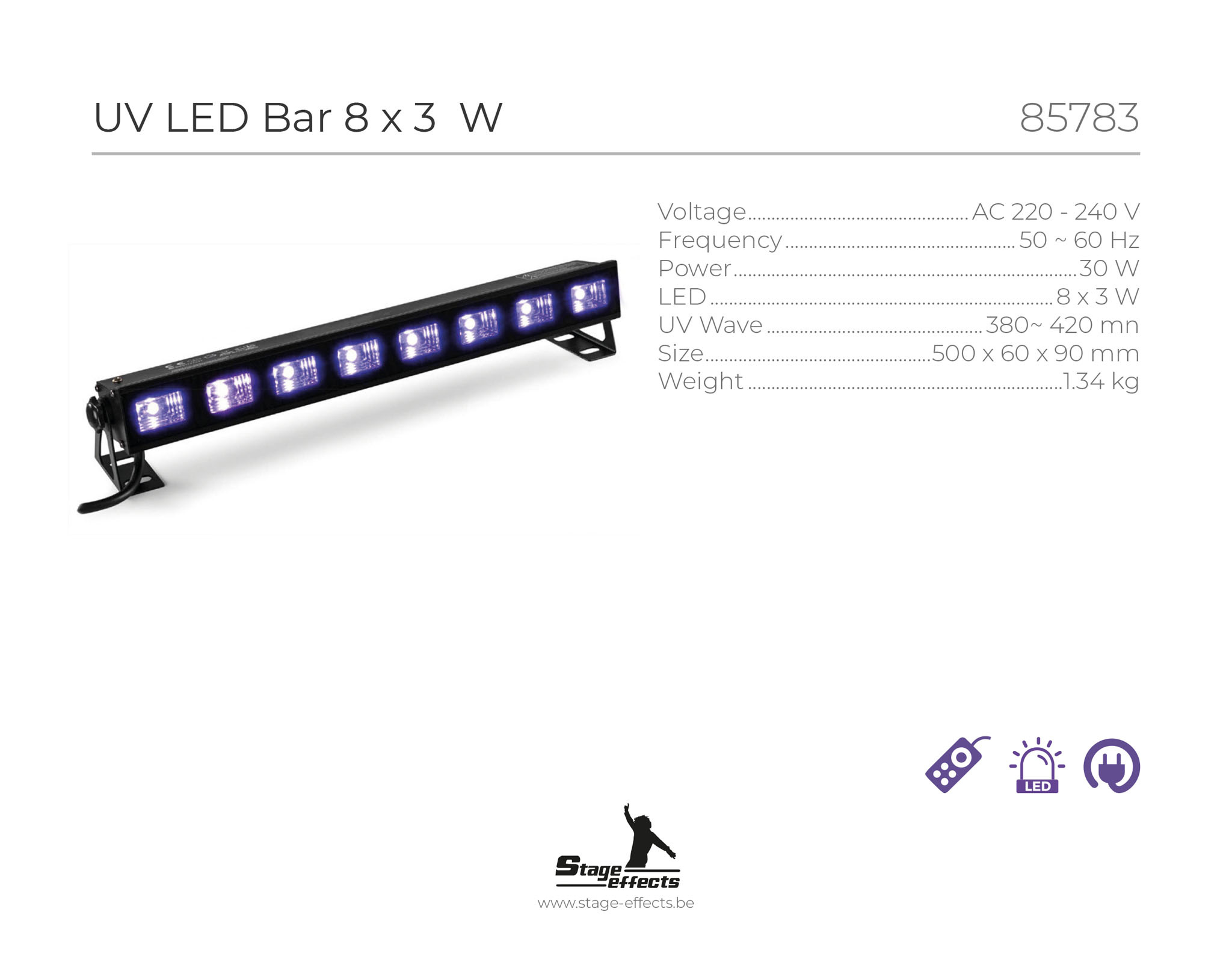 Uv Led Bar 8 X 3W - Zorg voor Party online feestartikelen en ...