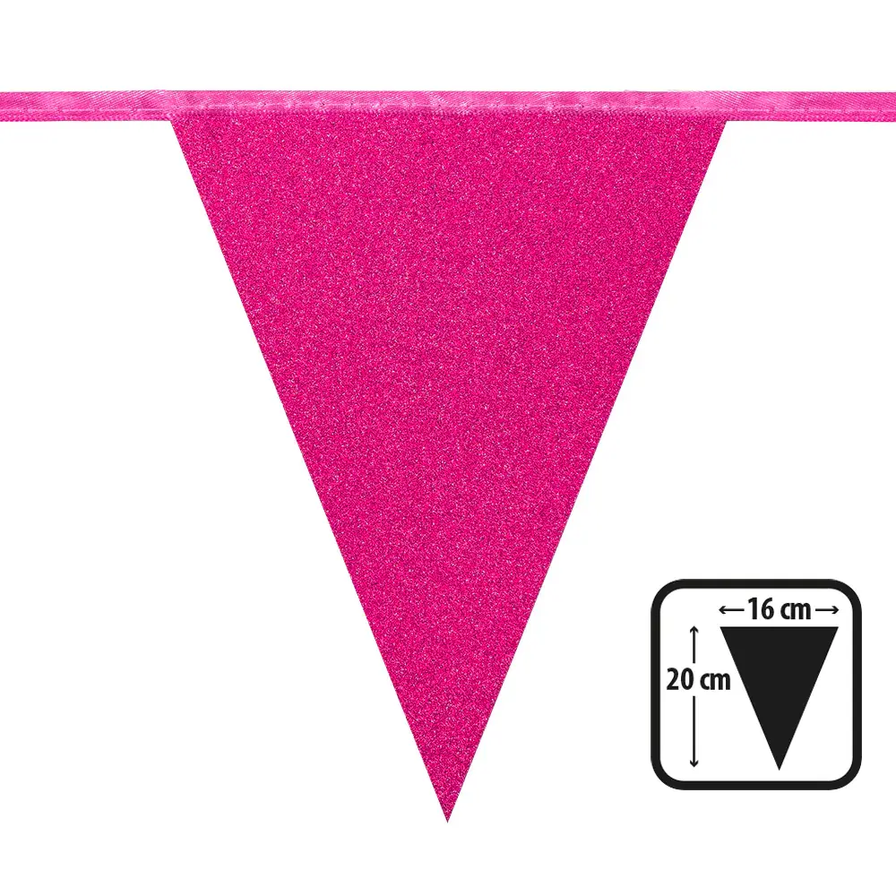 Sparkling Fuchsia Glitter Vlaggenlijn - 6 meter - 16X20CM - Zorg voor ...