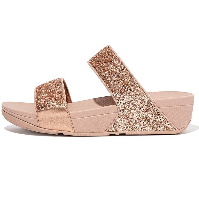 Bottine Aarschot | FitFlop | Lulu Glitter Slides | Rose Gold | Slipper - Bottine