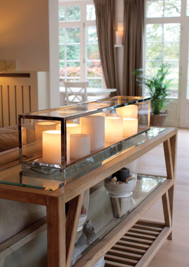 Lampe buffet en verre rustique avec bougies LED