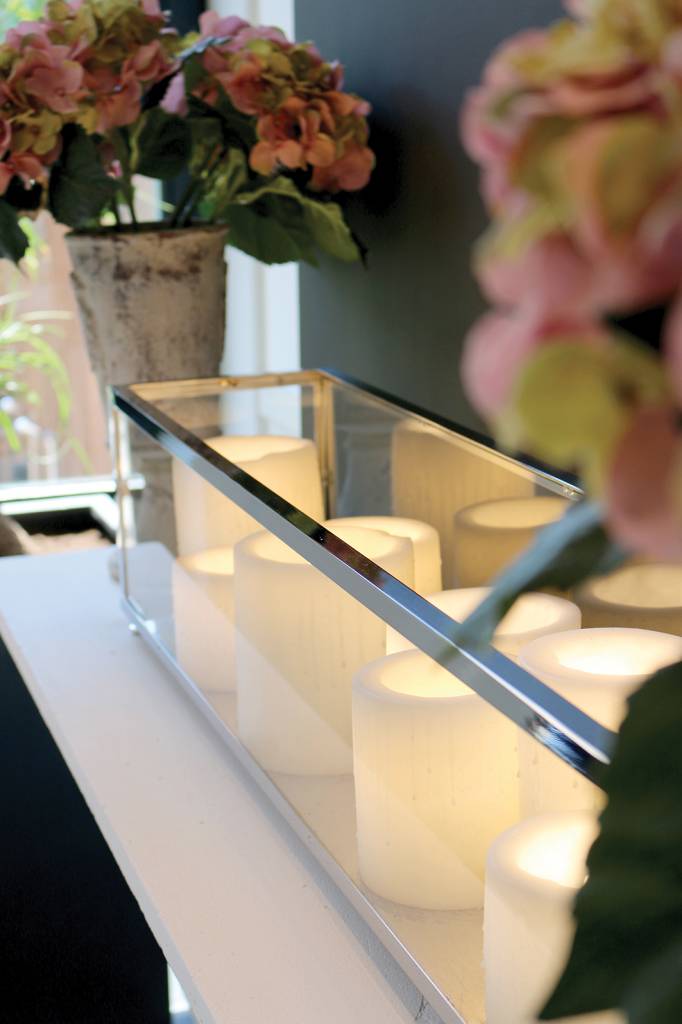 Lampe buffet en verre rustique avec bougies LED