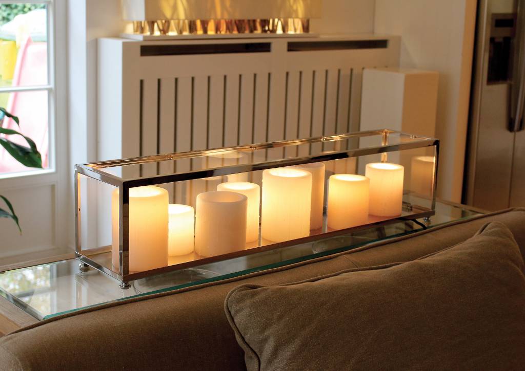 Lampe buffet en verre rustique avec bougies LED