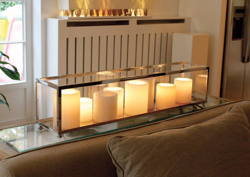 Lampe buffet en verre rustique avec bougies LED