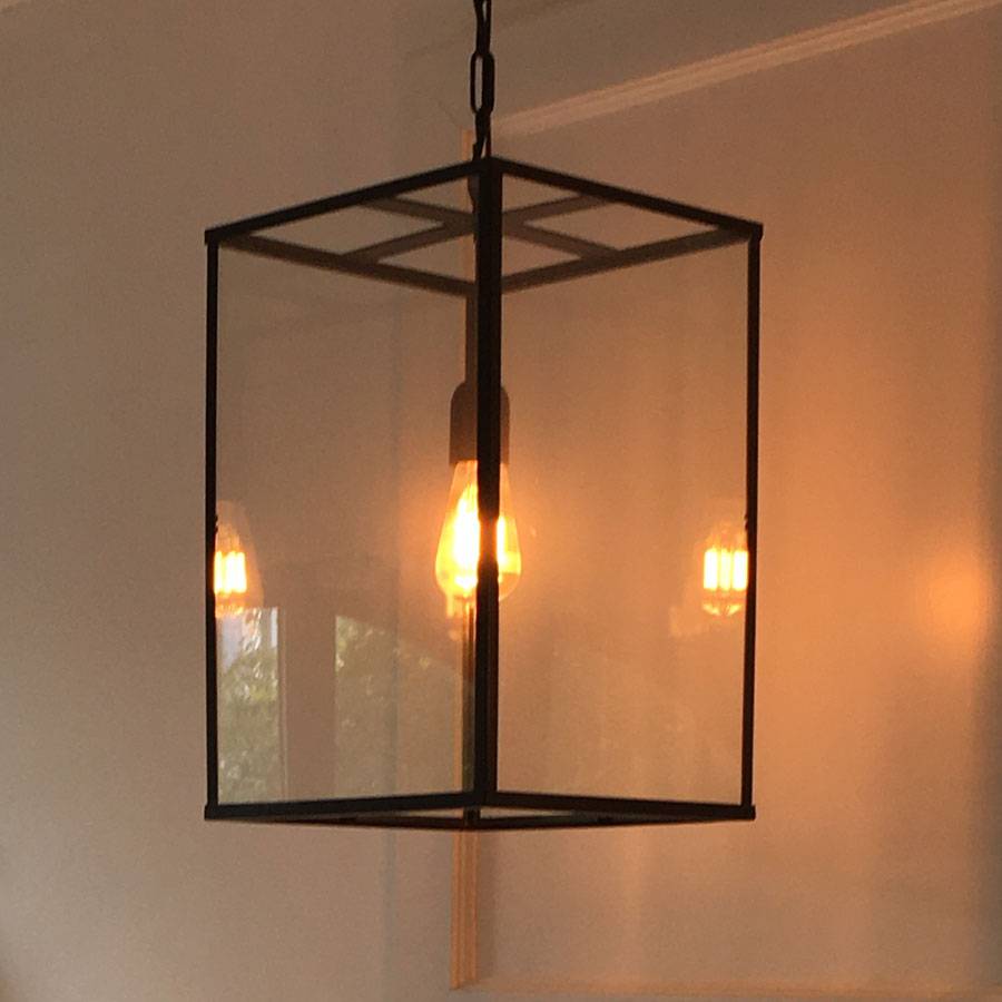 Lantaarn lamp binnen met glas en ketting E27 - Feluce