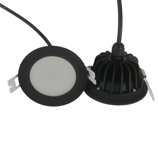 Spot étanche extérieur IP65 noir dimmable rond pas besoin de transfo