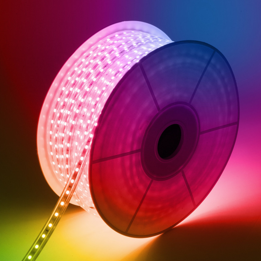 LED lichtslang plat RGB - Bediening optioneel - werkt direct op 230V ...