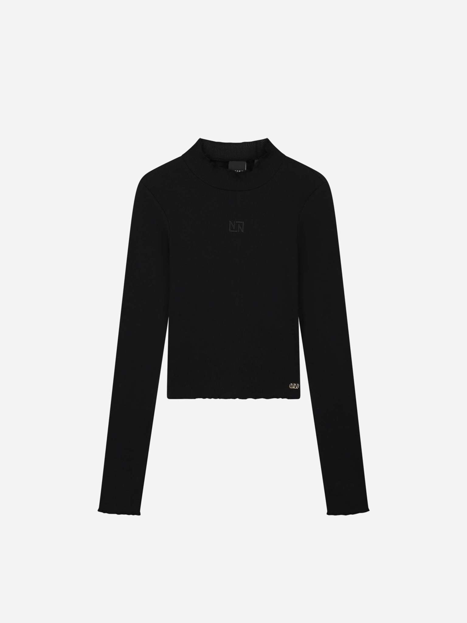 Nik&Nik Nik&Nik Rib Top Turtle LS Cropped Black G 8-495 2305 - Villa Rose