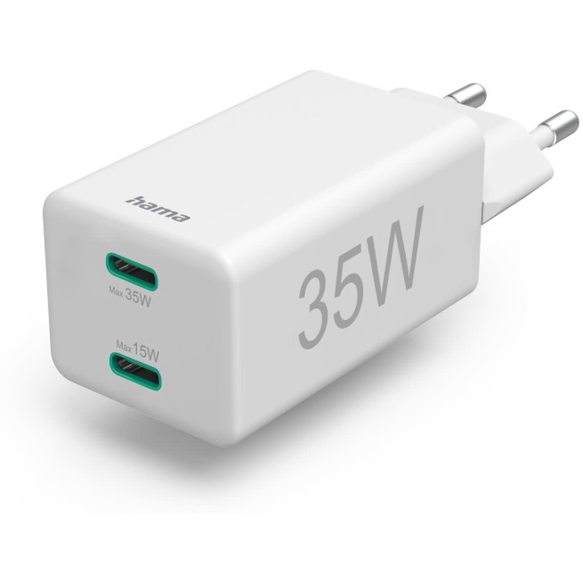 Hama Fast Charger 2X USB-C PD/Qualcomm Mini-Charger 35 W White - Foto ...