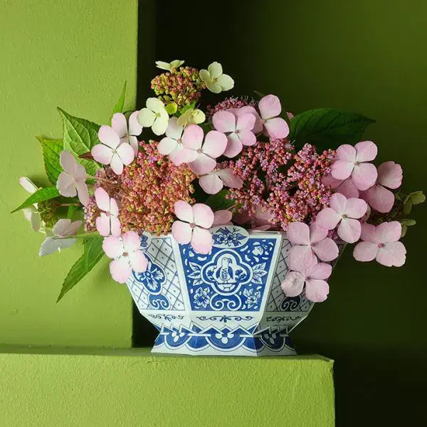 Piet design - vouwpakket - bloemenschaal delfts blauw - Hoge Ramen