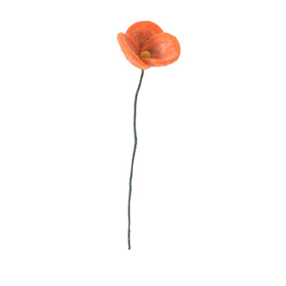 Aveva design - bloem vilt - poppy orange - Hoge Ramen