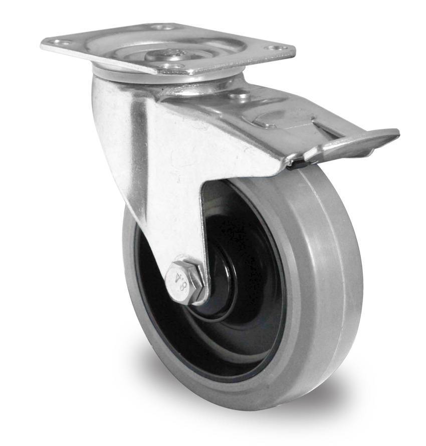 Roulette pivotante avec frein 125 mm - chariots rolls - ROTOM SAS