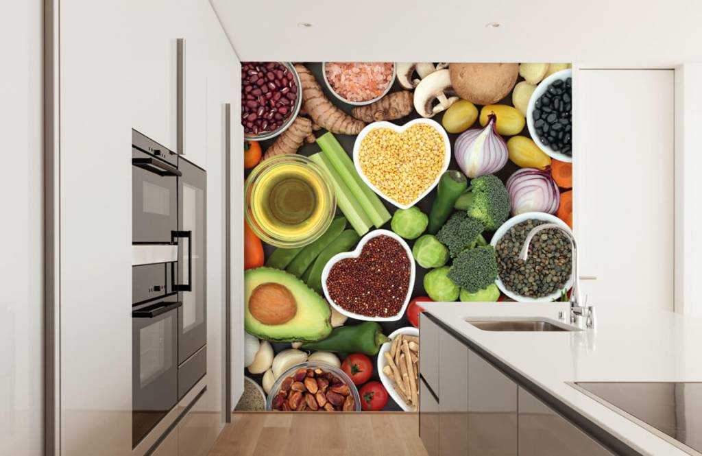 Gezond eten op fotobehang - Fotobehang